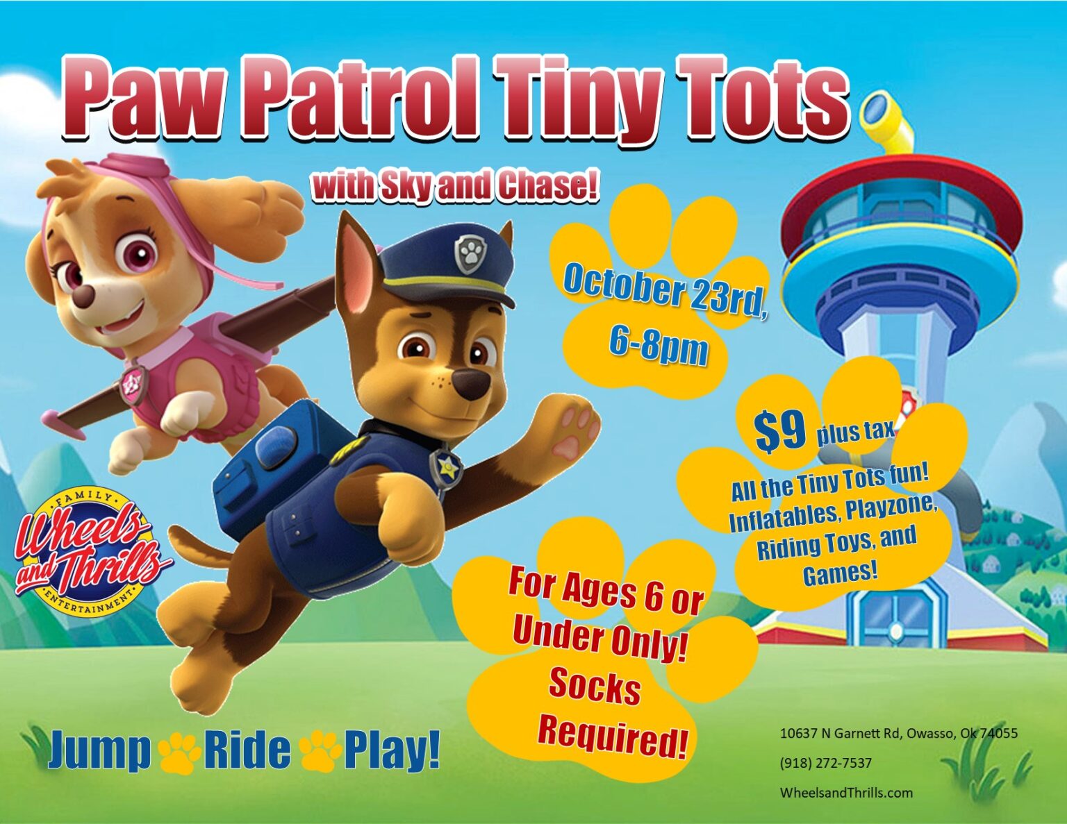 Monday Night Tiny Tots with Paw Patrol - Wheels and Thrills