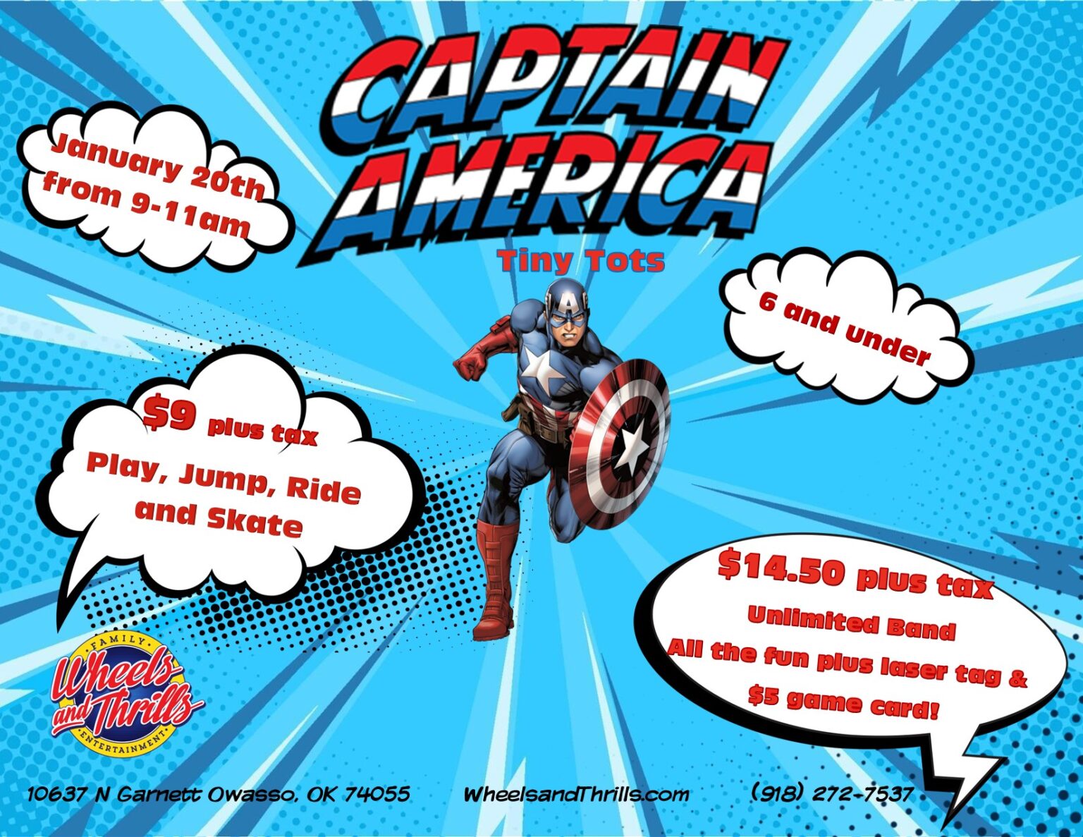 Saturday Tiny Tots with Captain America! - Wheels and Thrills